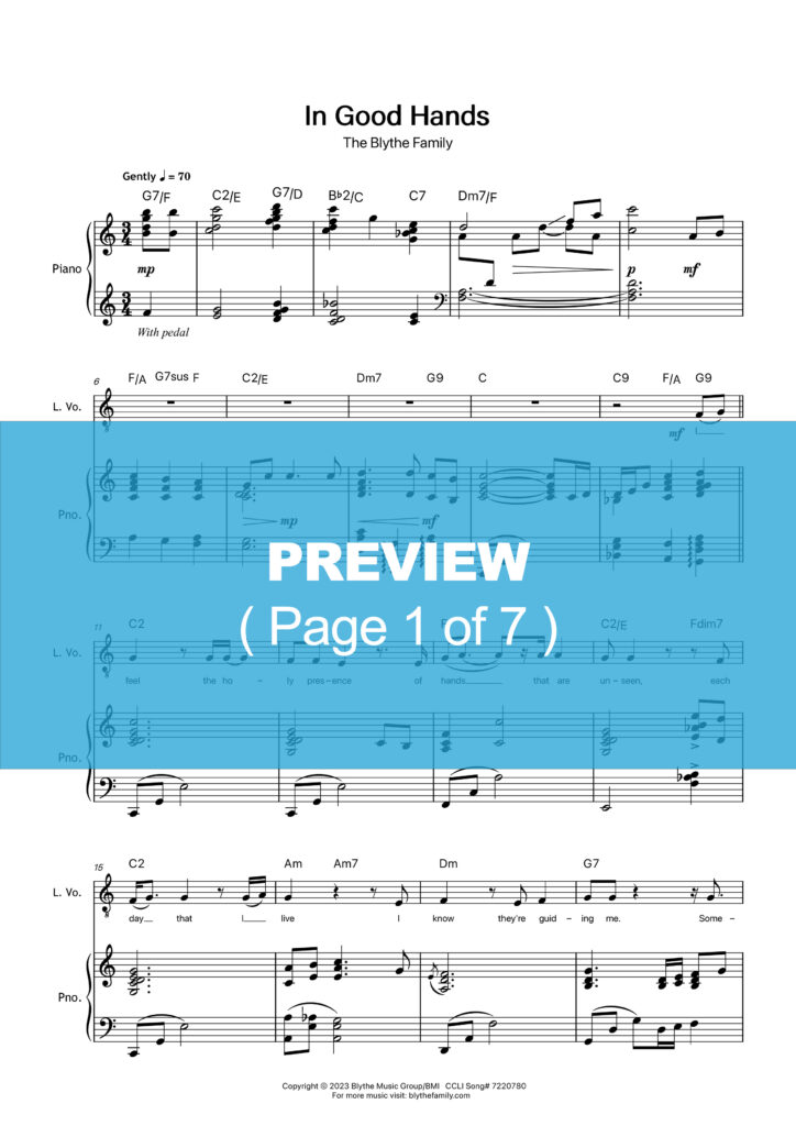 In Good Hands - Sheet Music - The Blythe Family