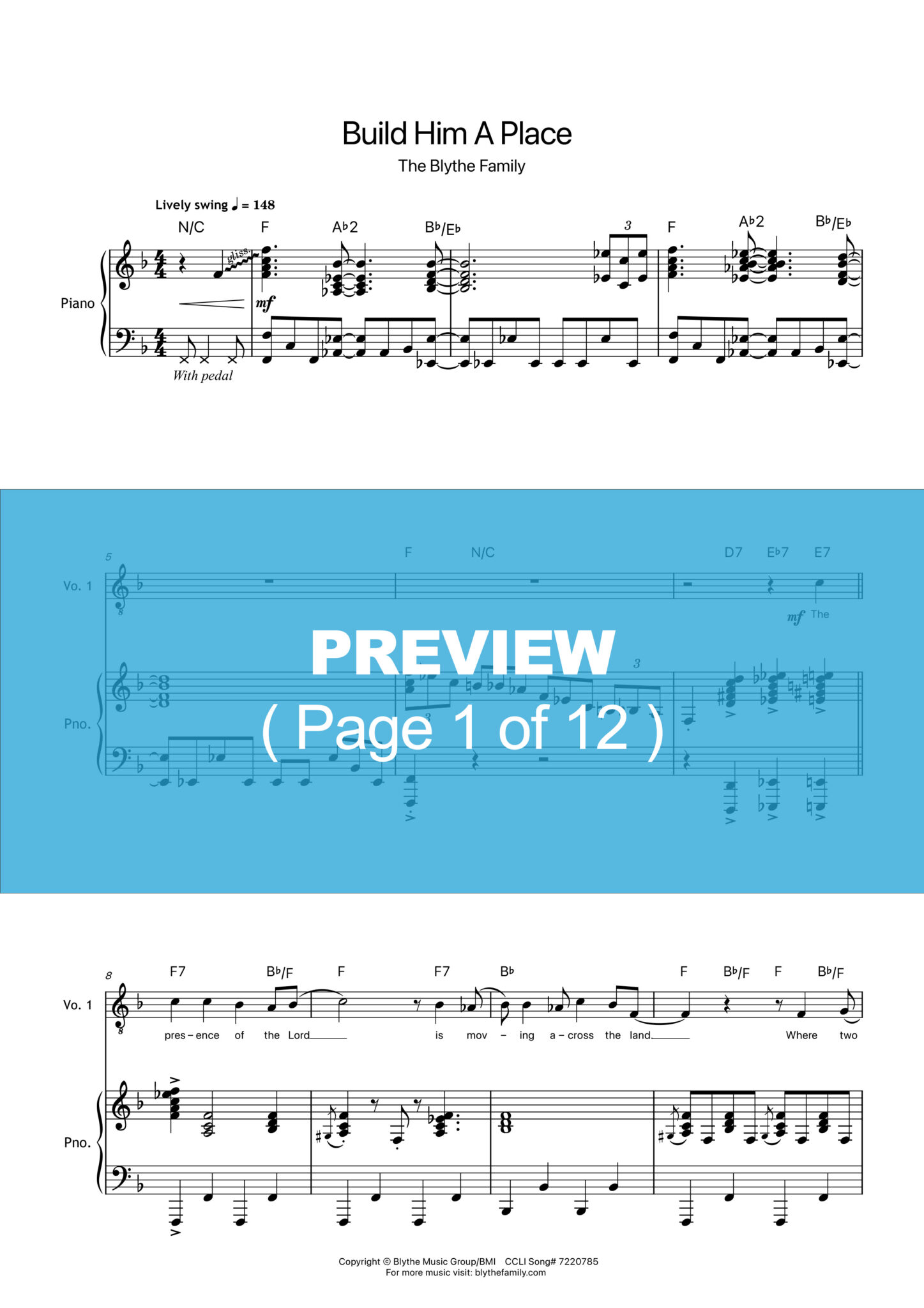 Build Him A Place - Sheet Music - The Blythe Family