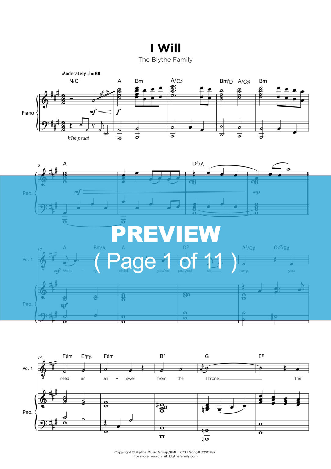 I Will - Sheet Music - The Blythe Family